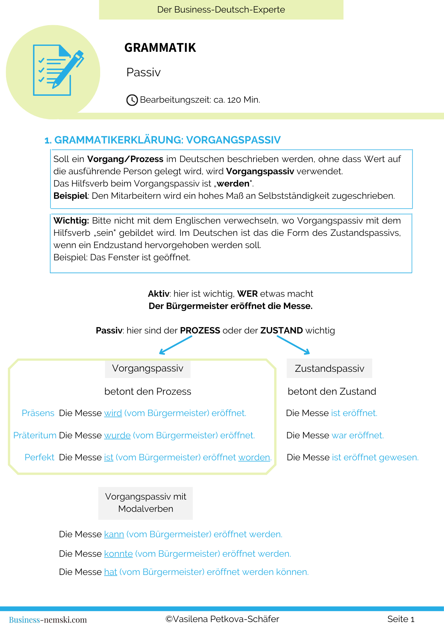 Interaktive Grammatik-Hefte